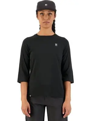MONS ROYALE Tarn Merino Shift Raglan 3/4 Sleeve - Black/black