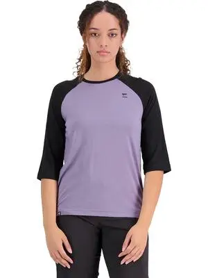 MONS ROYALE Tarn Merino Shift Raglan 3/4 Sleeve - Thistle/black