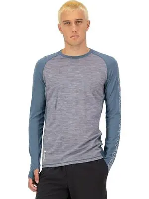 MONS ROYALE Temple Tech Long-sleeve Shirt - Grey Heather/goblin Blue