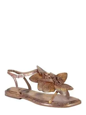 DIBA TRUE Leather Floral Flat Sandal - Blush