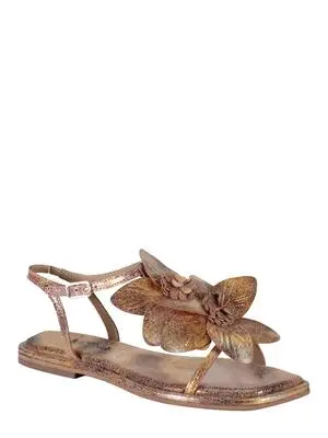 DIBA TRUE Leather Floral Flat Sandal - Blush