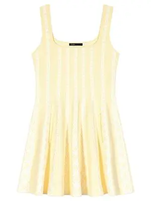Maje Jacquard Knit Skater Dress - Pale Yellow