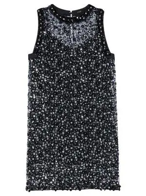 Maje Rhinestone Floral Dress - Black