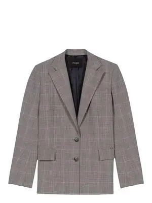 Maje Checked Suit Jacket - Grey