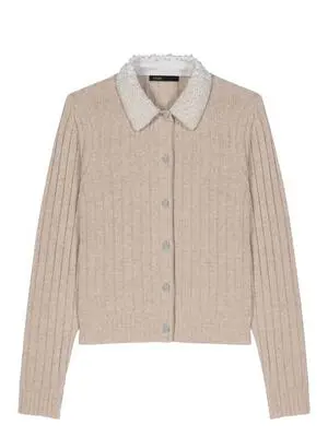 Maje Cardigan With Removable Collar - Beige