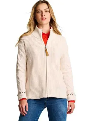 Lisa Todd Cable Stitch Zip-up Cardigan - Snow