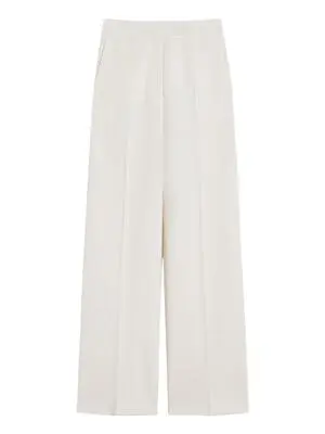 Max Mara Wool Piqué Wide-leg Trousers - White