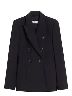 Max Mara Virgin Wool Double-breasted Blazer - Blue