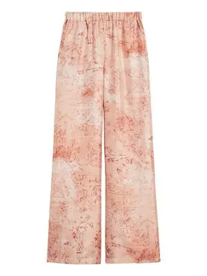 Max Mara Printed Silk Wide-leg Trousers - Pink