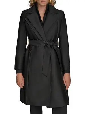 Donna Karan New York Cotton-blend Trench Coat With Double Collar - Black