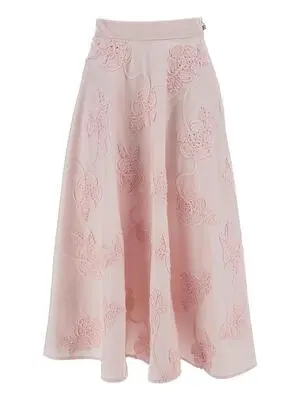 Remain Birger Christensen Floral Appliqué Maxi Skirt - Rose