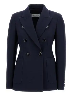 Max Mara Double-breasted Seersucker Blazer - Blue