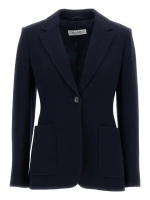 Max Mara Utility Wool Jersey Jacket - Blue