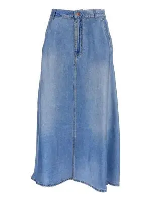 PIERRE-LOUIS MASCIA Printed Silk Trapeze Skirt - Blue