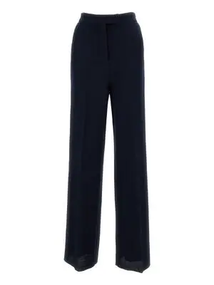 Max Mara Wool Jersey Wide Leg Trousers Blu