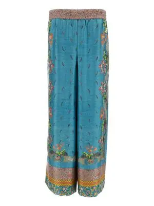 PIERRE-LOUIS MASCIA Printed Silk Palazzo Trousers - Multicolor