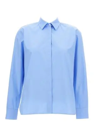 Max Mara Straight-cut Cotton Poplin Shirt - Sky Blue