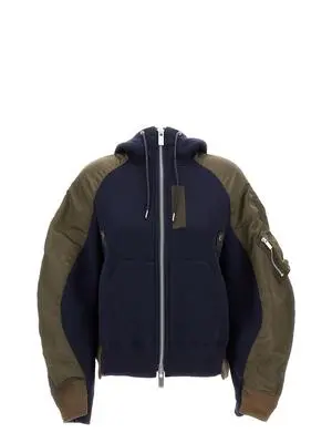 Sacai Zip-up Hooded Sweatshirt - Blue