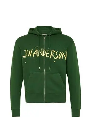 JW Anderson Zip-up Hoodie With Artist Print - Green