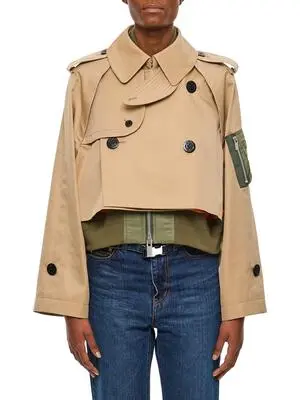Sacai Short Trench Coat - Beige