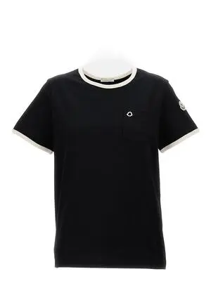 Moncler T-shirt With Embroidered Logo - Black