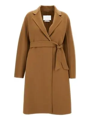 Max Mara Maple Draped Coat Marrone