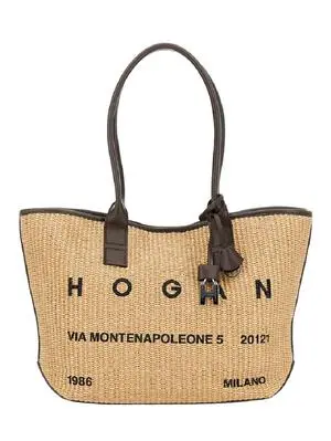 Hogan Raffia Shopping Bag - Beige
