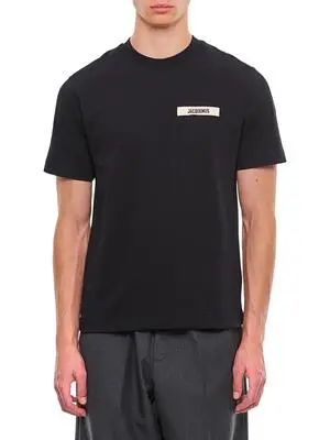 Jacquemus Cotton Grosgrain Logo T-shirt - Black