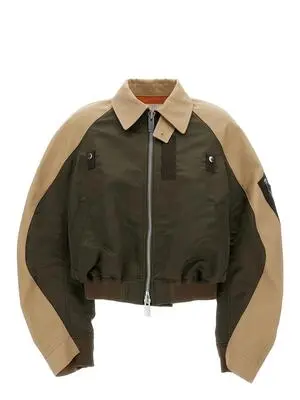 Sacai Cotton And Nylon Jacket - Green