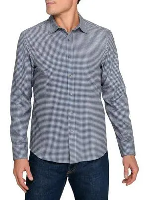 W.R.K Slim Fit Faded Check Performance Button-up Shirt - Charcoal