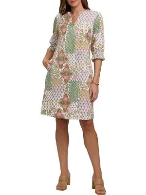 Foxcroft Alicia Patchwork Shift Dress - Green Multi