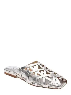 Ash Bone Studded Cutout Slide Sandal - Silver