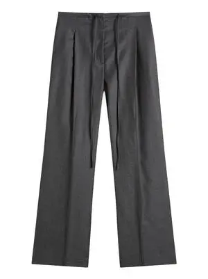 RÓHE Relaxed Soft Wool Trousers - Dark Grey Melange