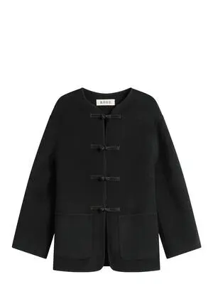 RÓHE Mandarin Double-faced Wool Jacket - Navy