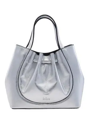 BEHNO Mini Katrina Metallic Leather Crossbody Tote - Silver