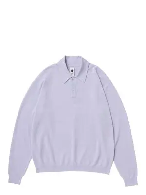 VOWELS Lightweight Knit Polo Sweater Ice Blue