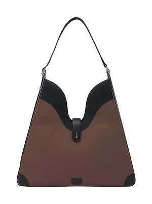 BEHNO Melina Canvas Shoulder Bag - Cacao/black