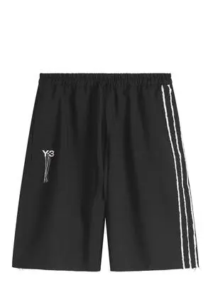 Y3 3-stripe Twill Shorts - Black