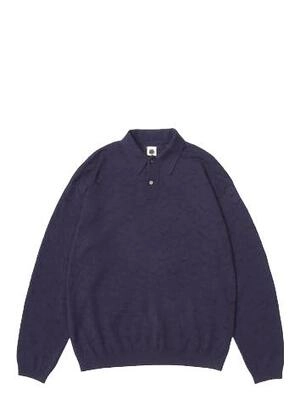VOWELS Eyelet Polo Sweater Navy