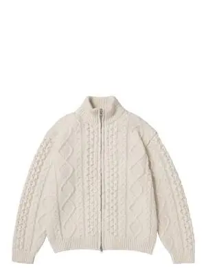 VOWELS Cable Knit Zip-up - Cream