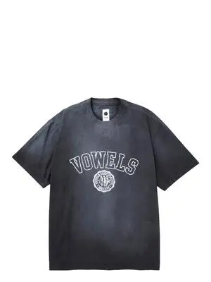VOWELS Faded Collegiate Tee - Black