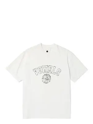 VOWELS Faded Collegiate Tee - White