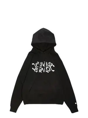 VOWELS Double Scribble Hoodie - Black