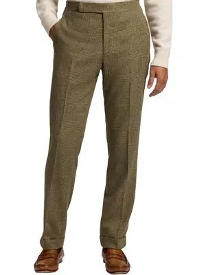 Ralph Lauren Purple Label Glen Plaid Silk Blend Trousers - Artichoke Green Multi