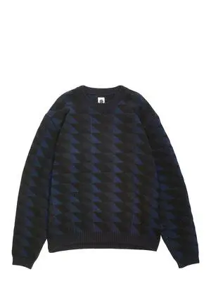 VOWELS Tessellated Merino Wool Sweater Navy
