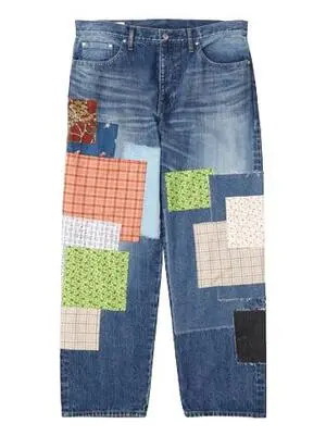 VOWELS Baggy Selvedge Denim Jeans Patchwork