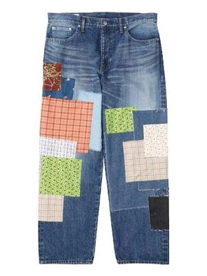 VOWELS Baggy Selvedge Denim Jeans Patchwork