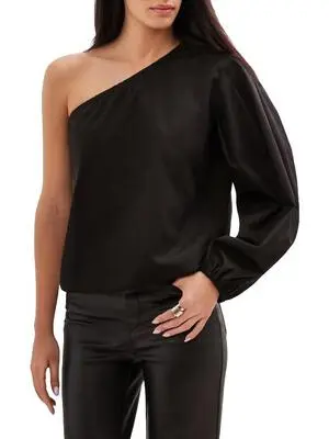MARCELLA Garfield One-shoulder Cotton Poplin Top - Black
