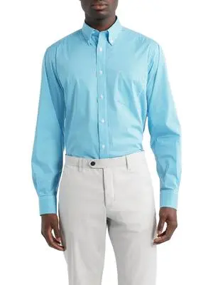 EAGLE Regular Fit Gingham Check Cotton Button-down Oxford Shirt - Teal