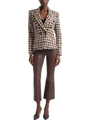 L'AGENCE Marie Houndstooth Double-Breasted Blazer